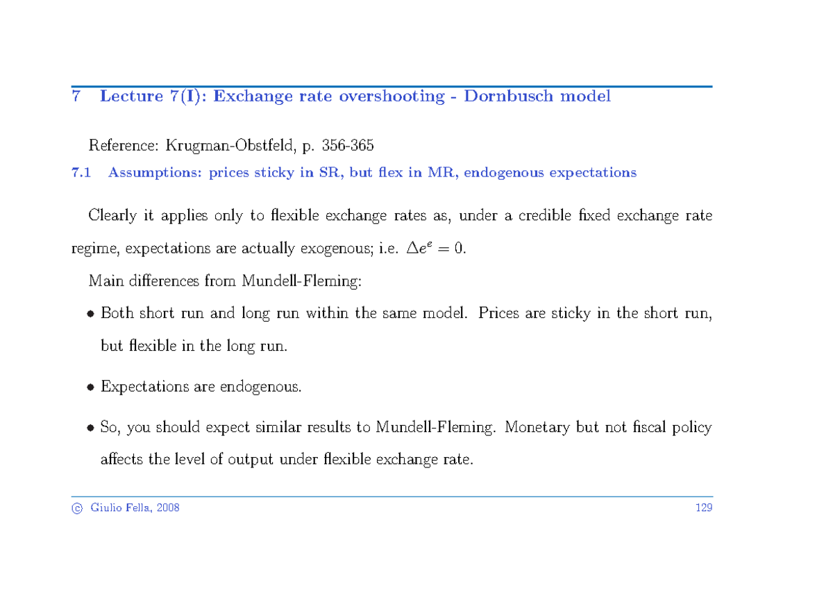 Lecture 7 - File 1 - 7 Lecture 7(I): Exchange rate overshooting ...