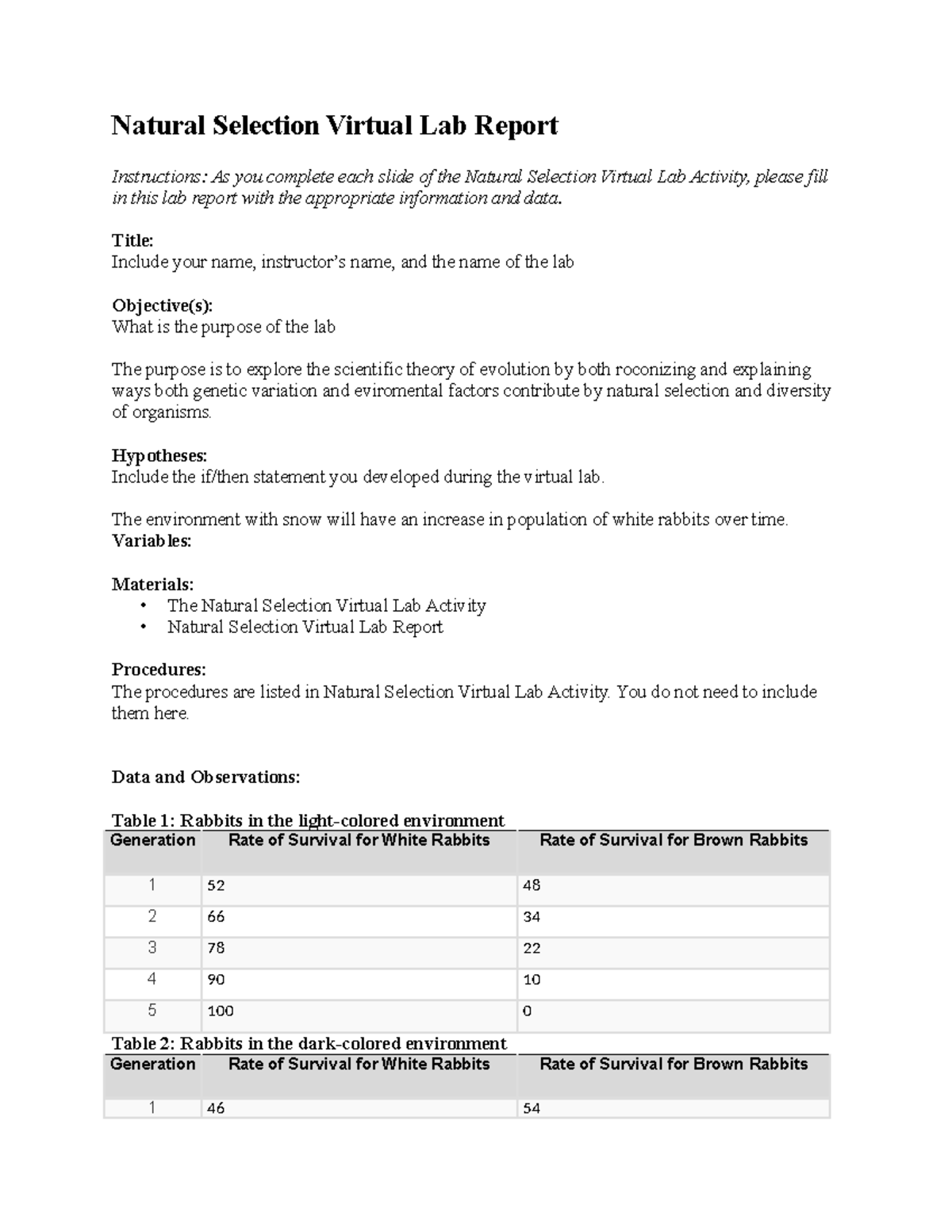 5 - ukghuiouioioioiuhkhiopu8opi - Natural Selection Virtual Lab Report ...