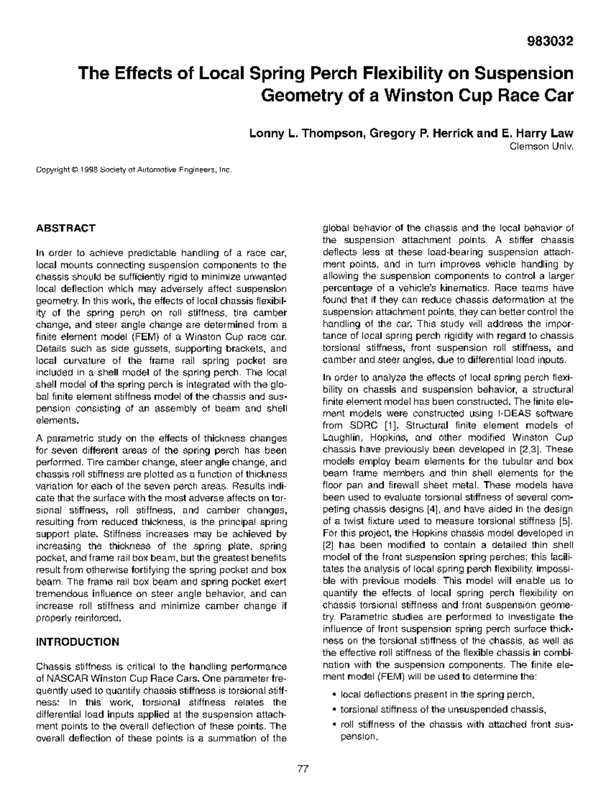 The Effects of Local Spring Perch Flexibility on Suspension Geometry of ...