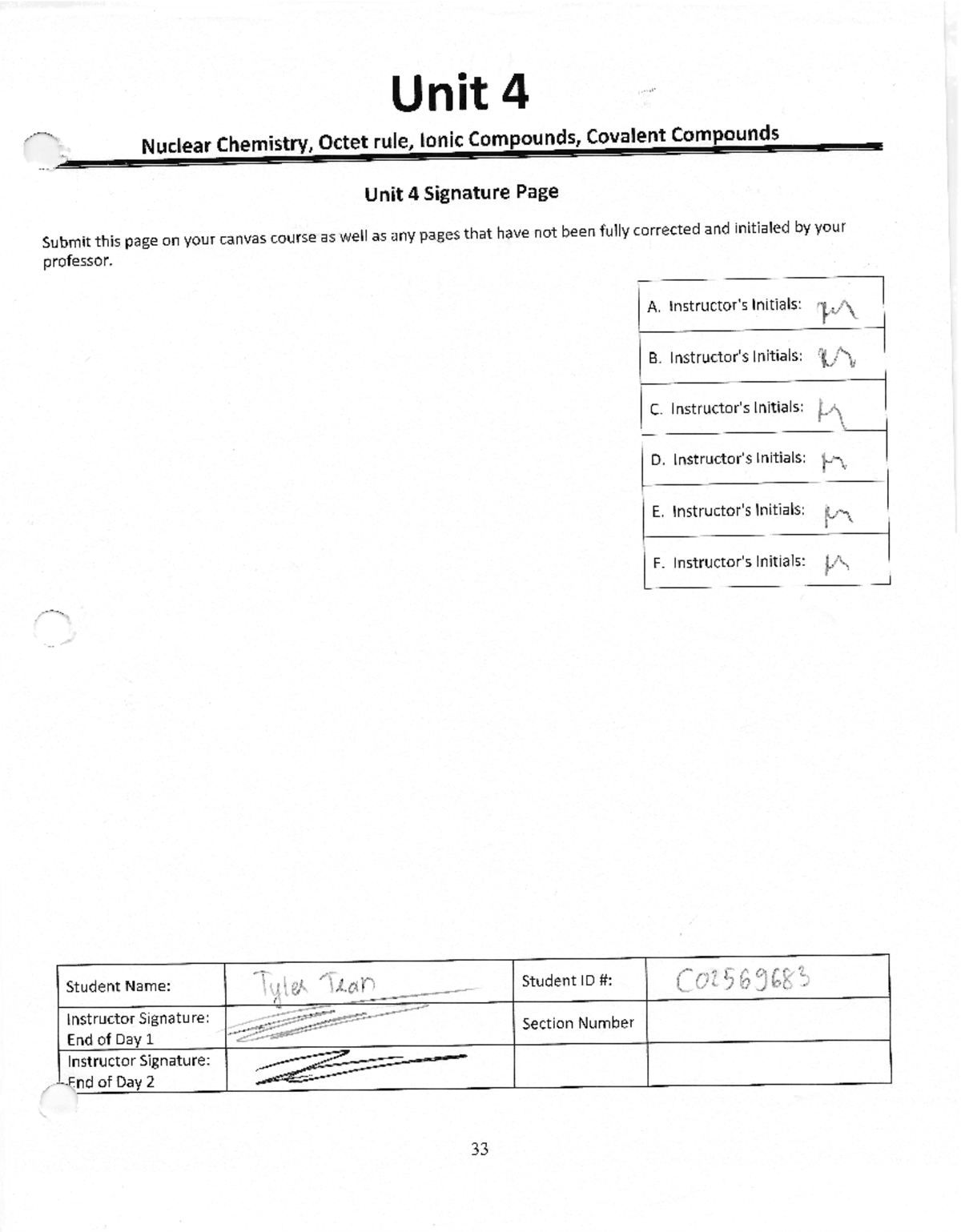 Unit 4 workbook - CHEM G110 - Studocu