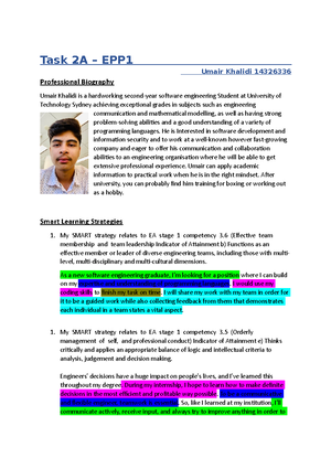Task 1c - First Assessment Task - Pass - Task 1c Feedback Summary Throughout the feedback I ...