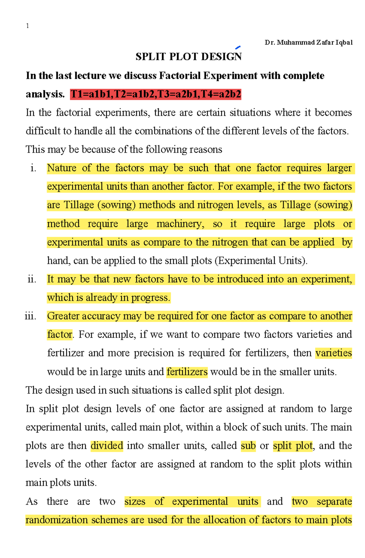 2 RCBD Stat-701 Final - Lecture notes 3 - Dr. Muhammad Zafar Iqbal ...