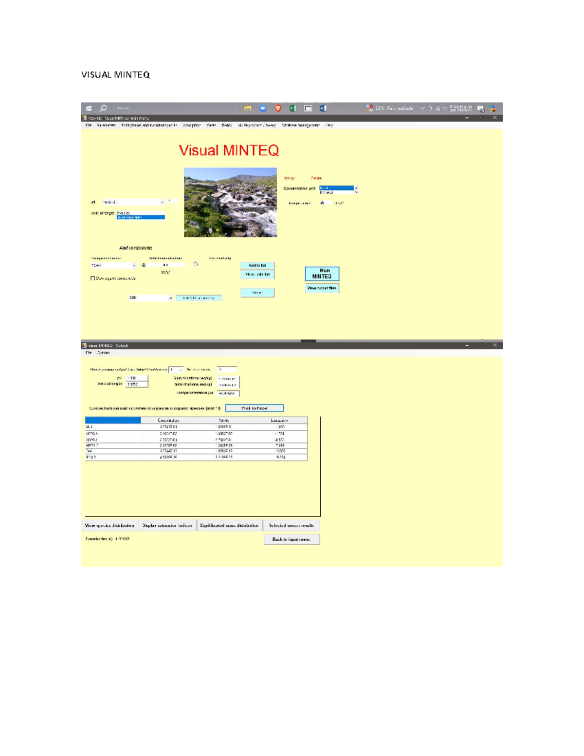 Ejercicios Hidro, 9 DE MAYO 2024 - Especialidad IV Hidrometalurgia - VISUAL MINTEQ MEDUSA - Studocu