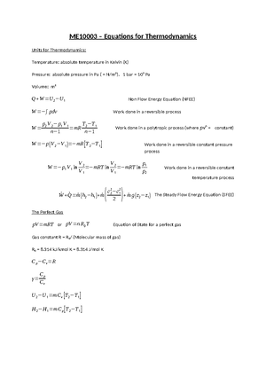 Formula sheet for Thermodynamics - ME10003 – Equations for ...