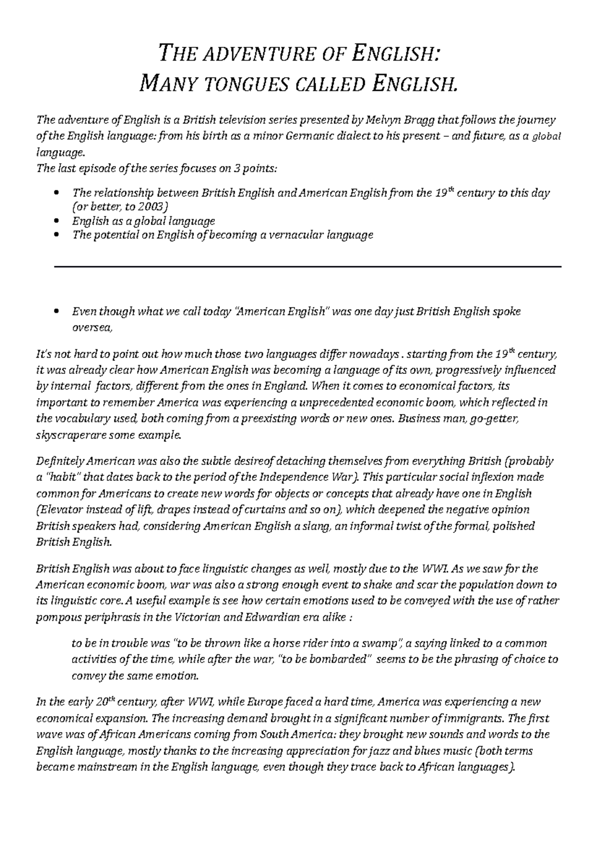 THE Adventure OF English EP 8 - THE ADVENTURE OF ENGLISH: MANY TONGUES ...