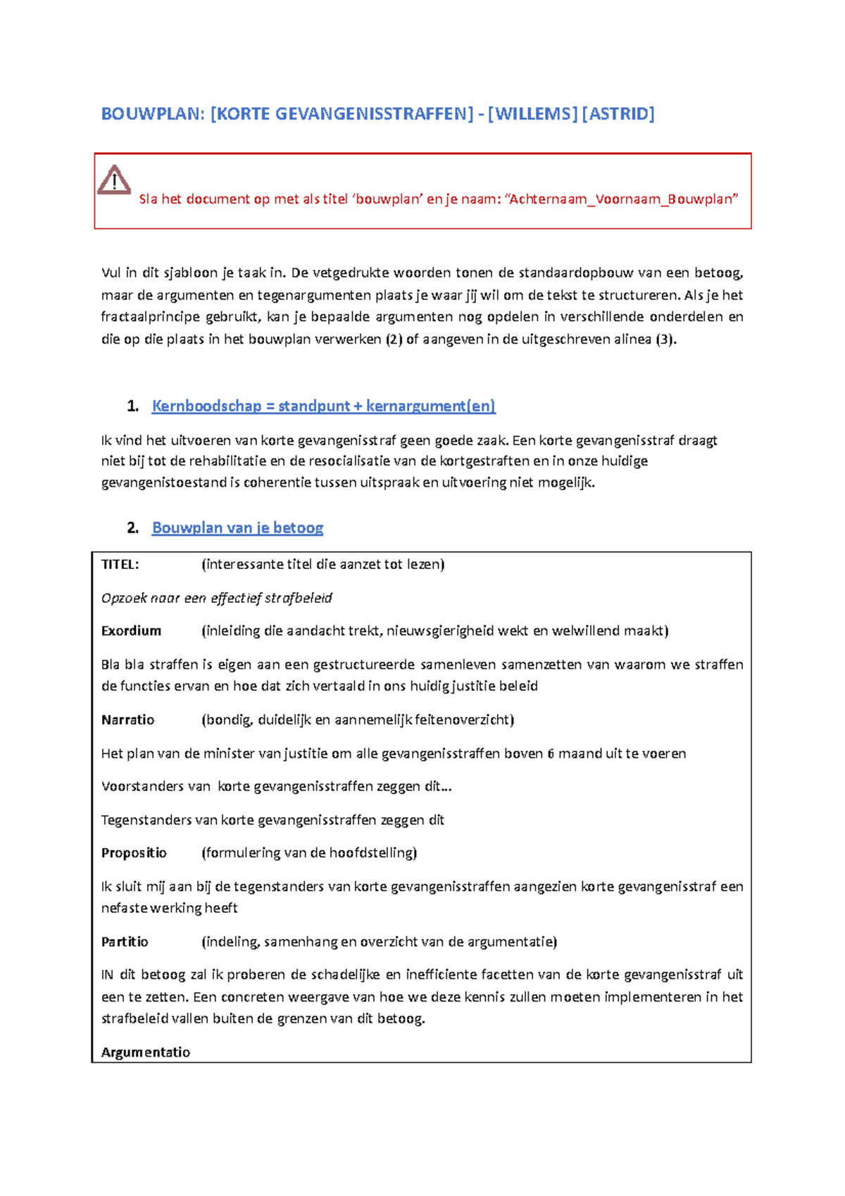 Sjabloon bouwplan betoog - Vaardigheden I - UGent - Studocu
