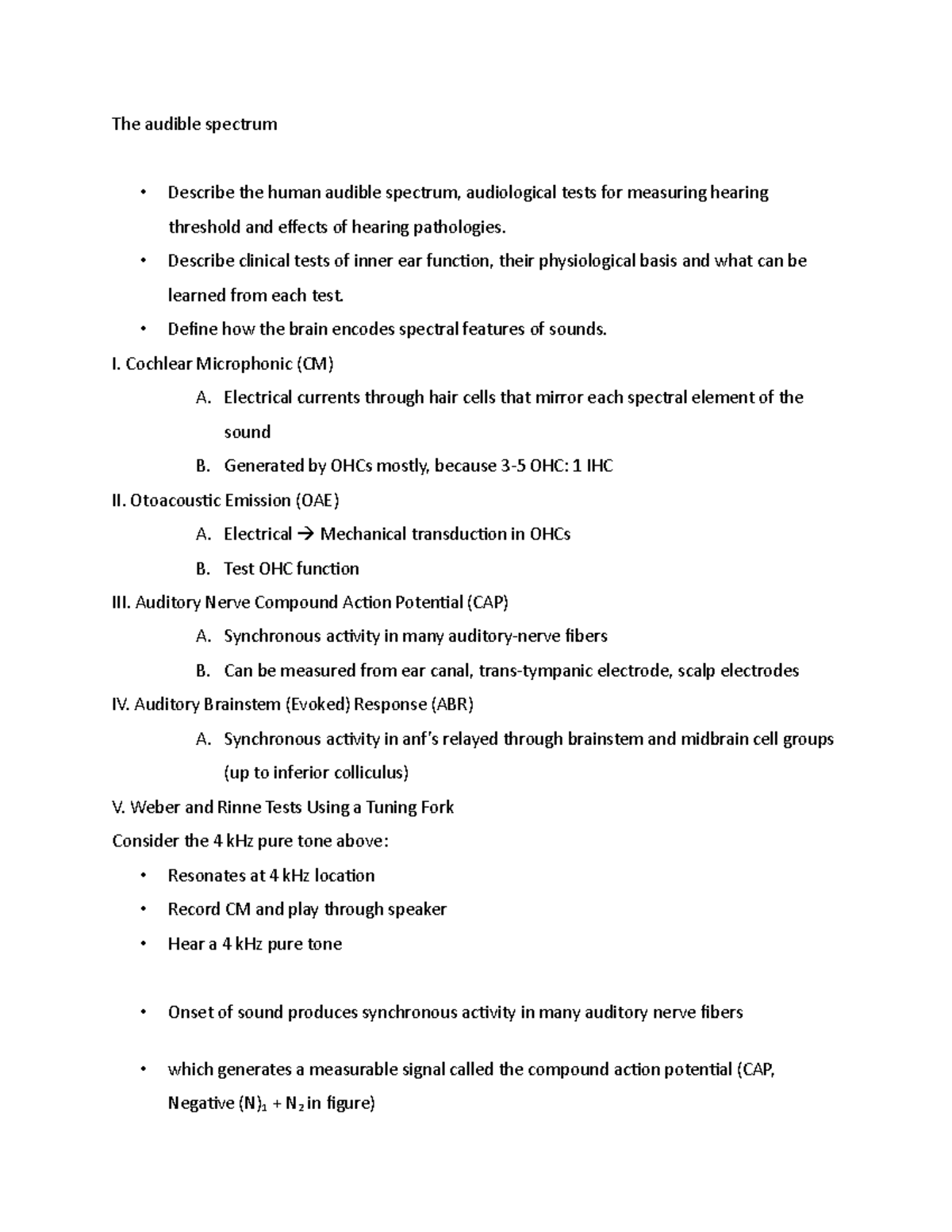 Bio 101 The Audible Spectrum - The audible spectrum Describe the human ...