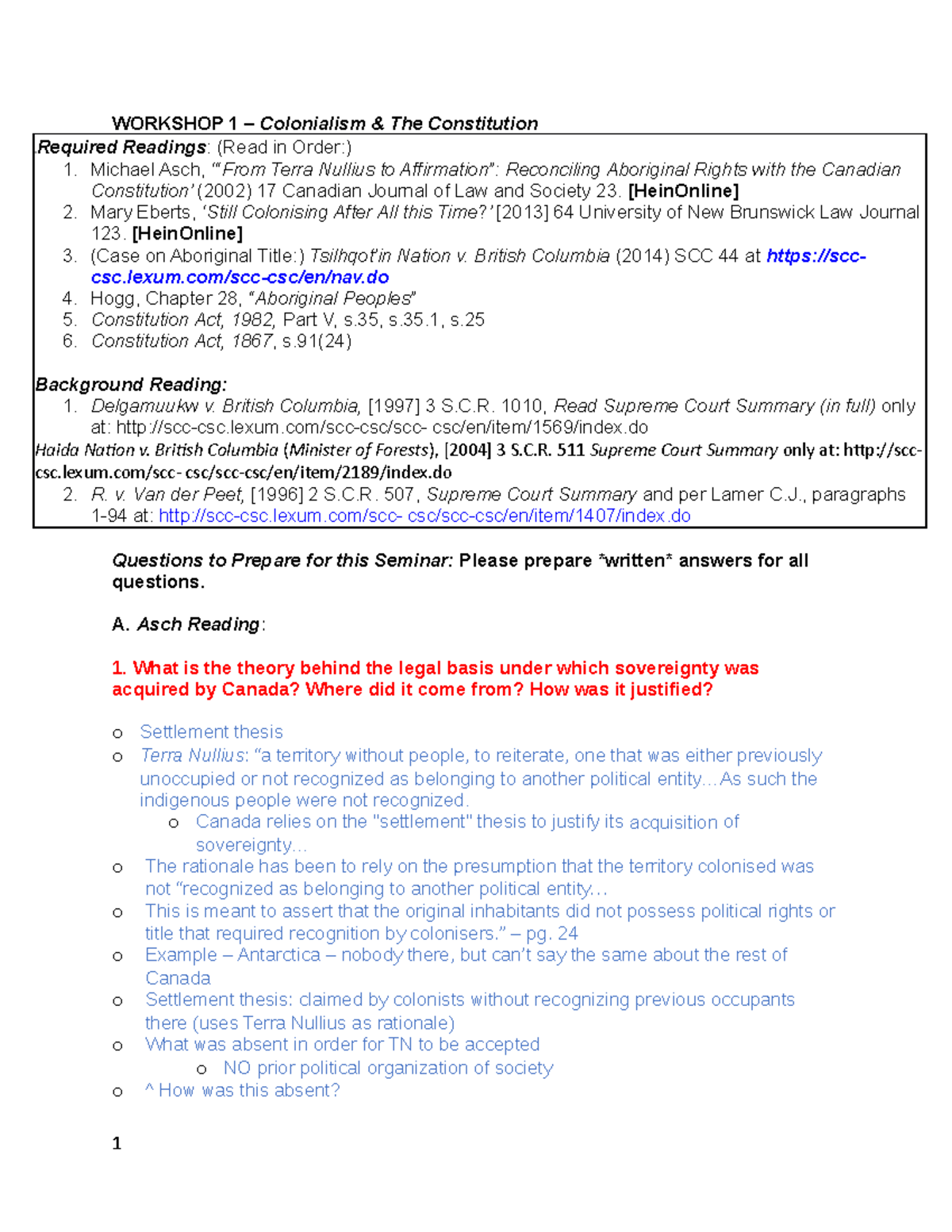 CCL Workshop 1 - CCL - WORKSHOP 1 – Colonialism & The Constitution ...