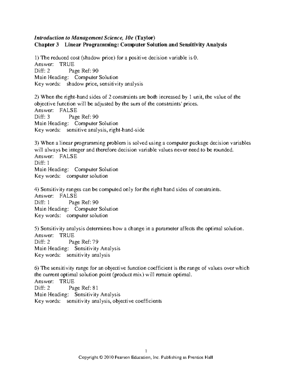 Introduction to Management Science 10e T - 1 Introduction to Management ...