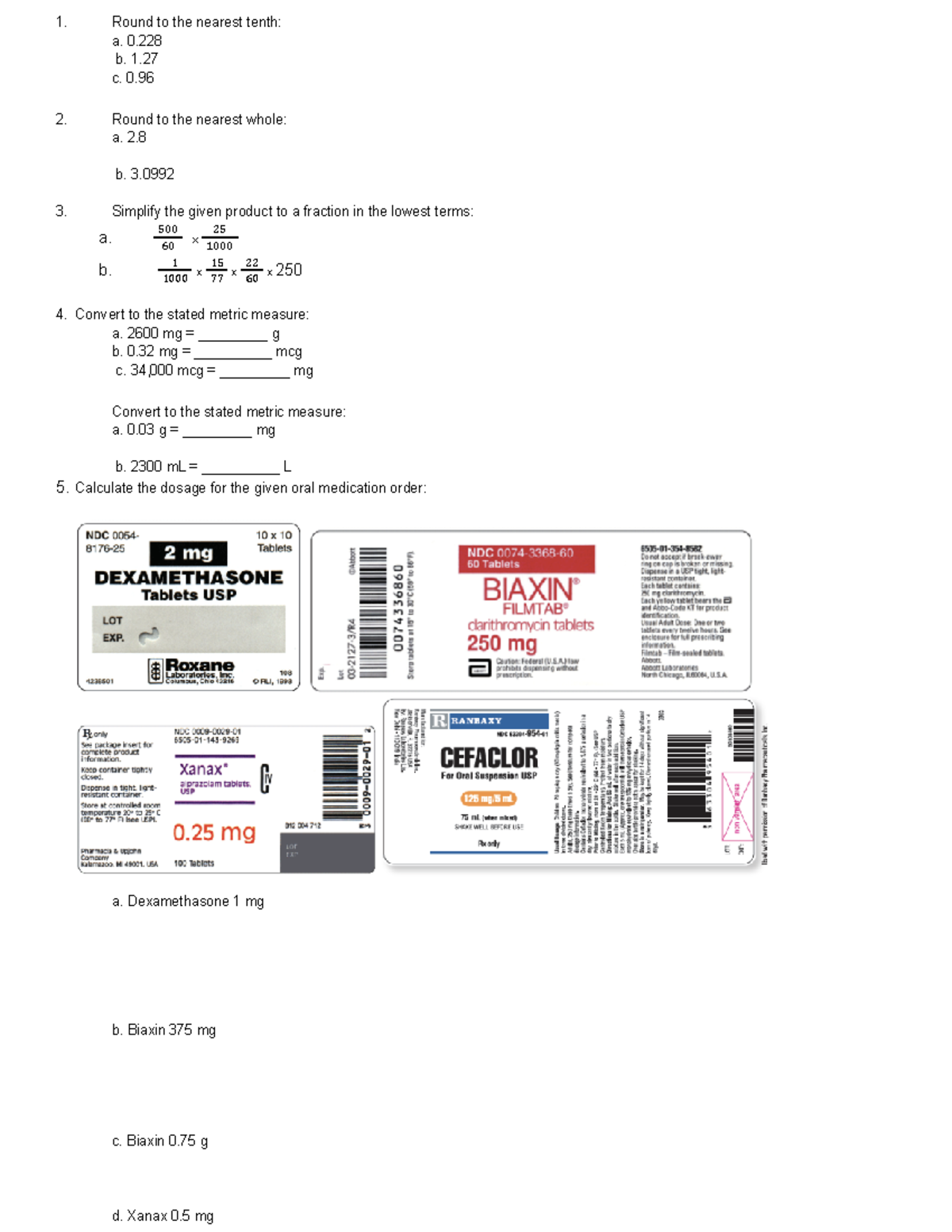 Math 104 final study guide - 1. Round to the nearest tenth: a. 0. b. 1 ...