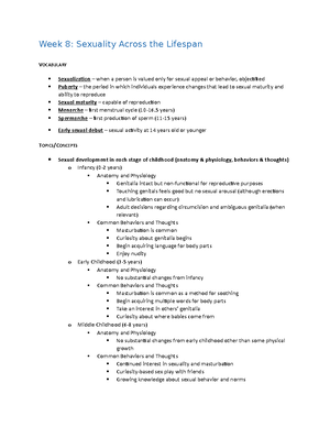 Sexuality Notes for Exam 2 - Human Sexuality Exam 2 Week 8: Sexuality ...