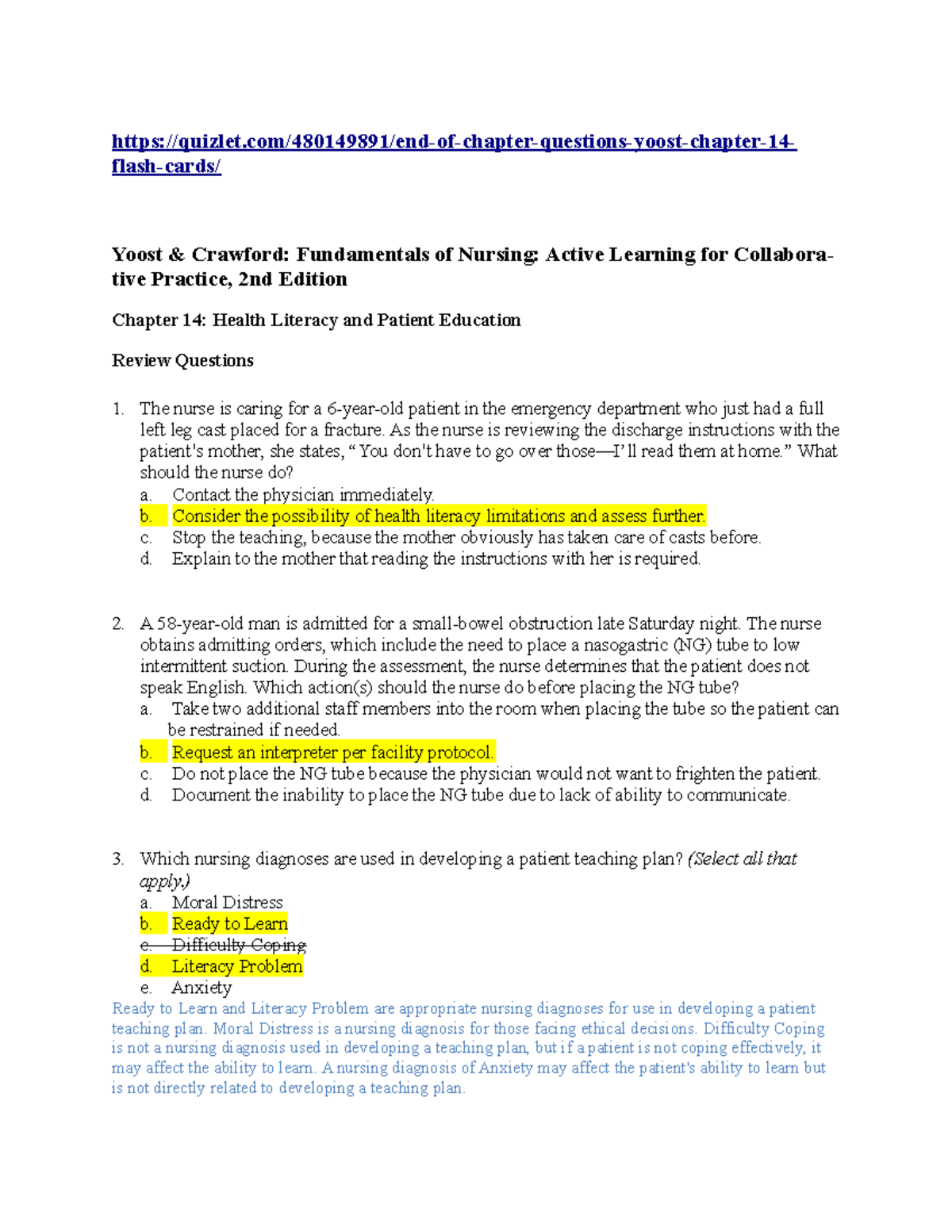 Chapter 14 Yoost Study Materials with Textbook Questions - - Studocu