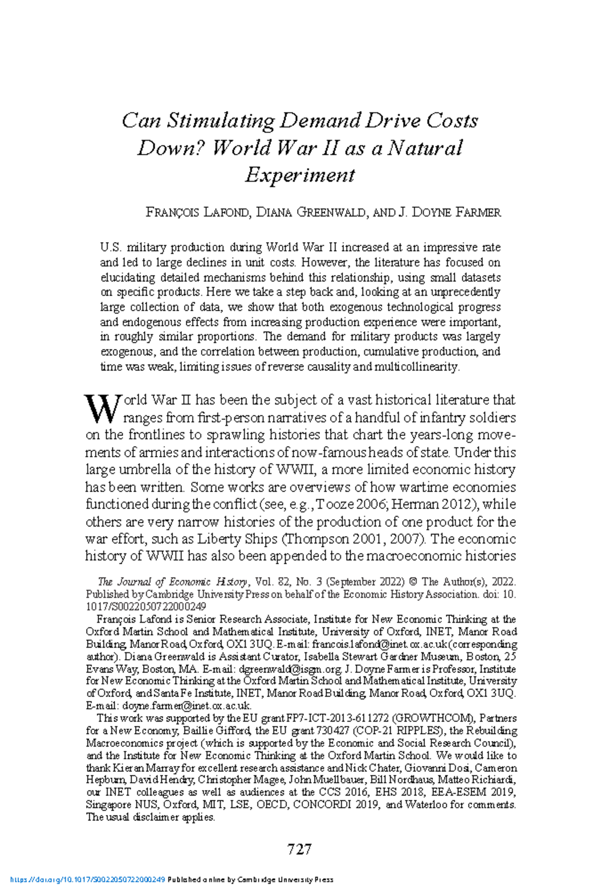 Can stimulating demand drive costs down world war ii as a natural ...