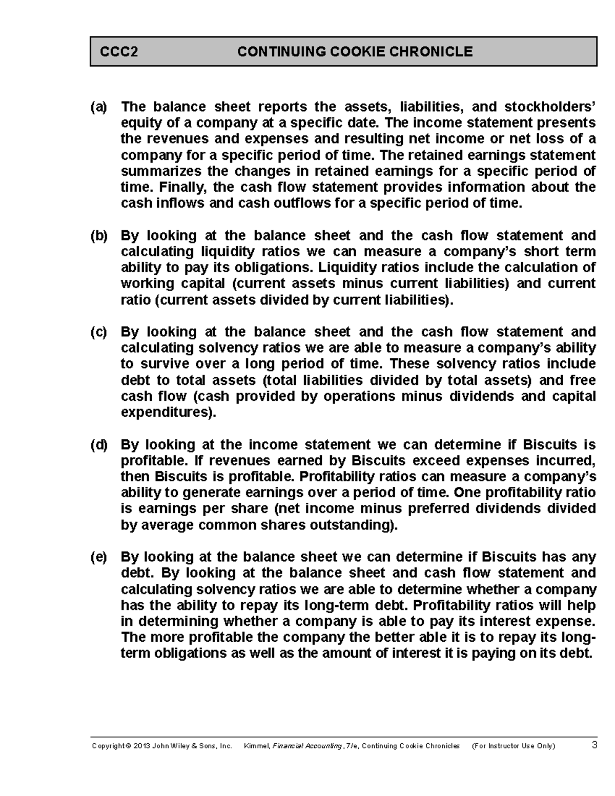 Kim Fin 7e SCCC Ch02 - solutions - CCC2 CONTINUING COOKIE CHRONICLE (a ...