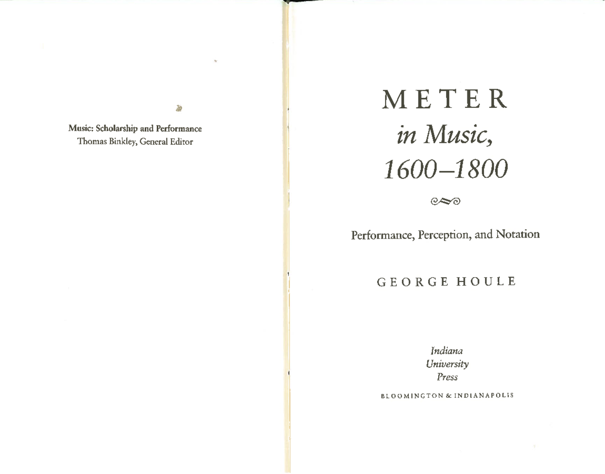 Meter in Music, 1600-1800 Performance, Perception and Notation (Music ...