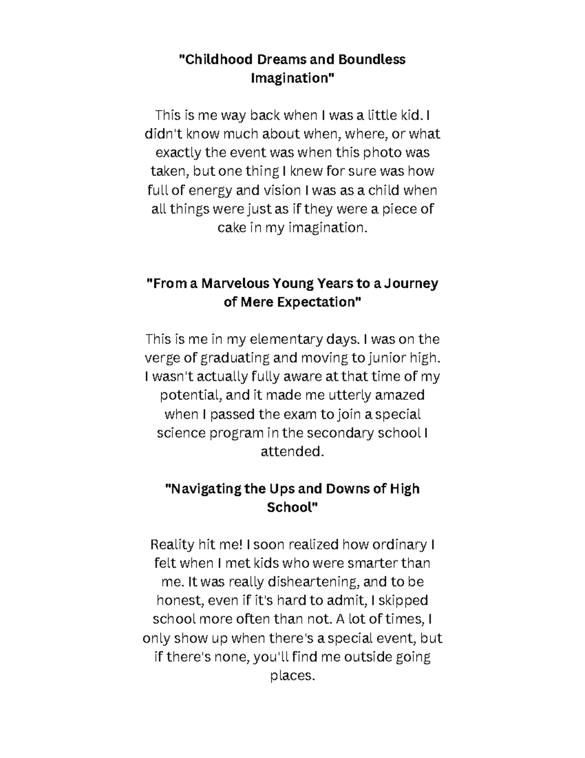 Content - Poem - "Childhood Dreams and Boundless Imagination" This is ...