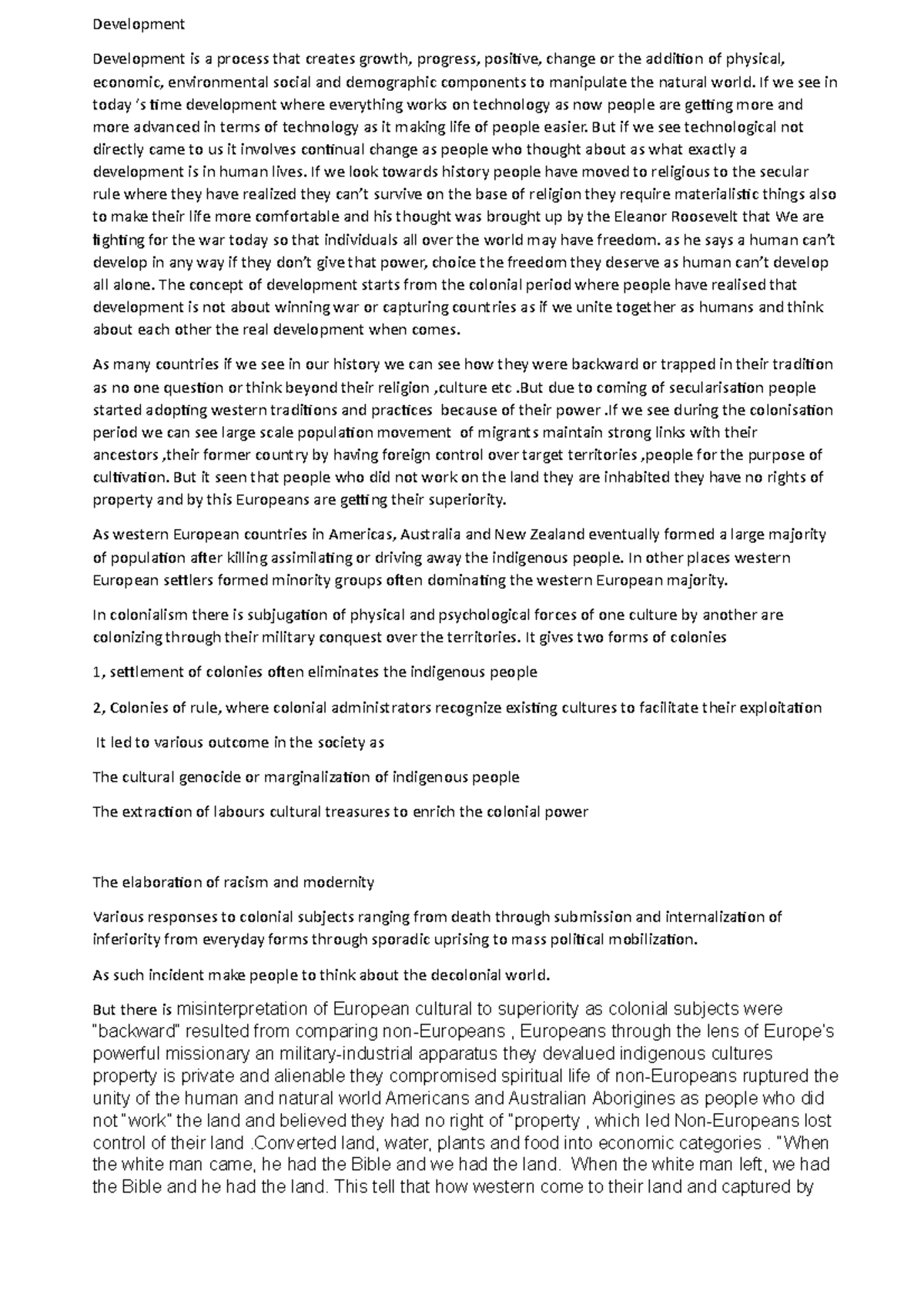 Development - abc - Development Development is a process that creates ...