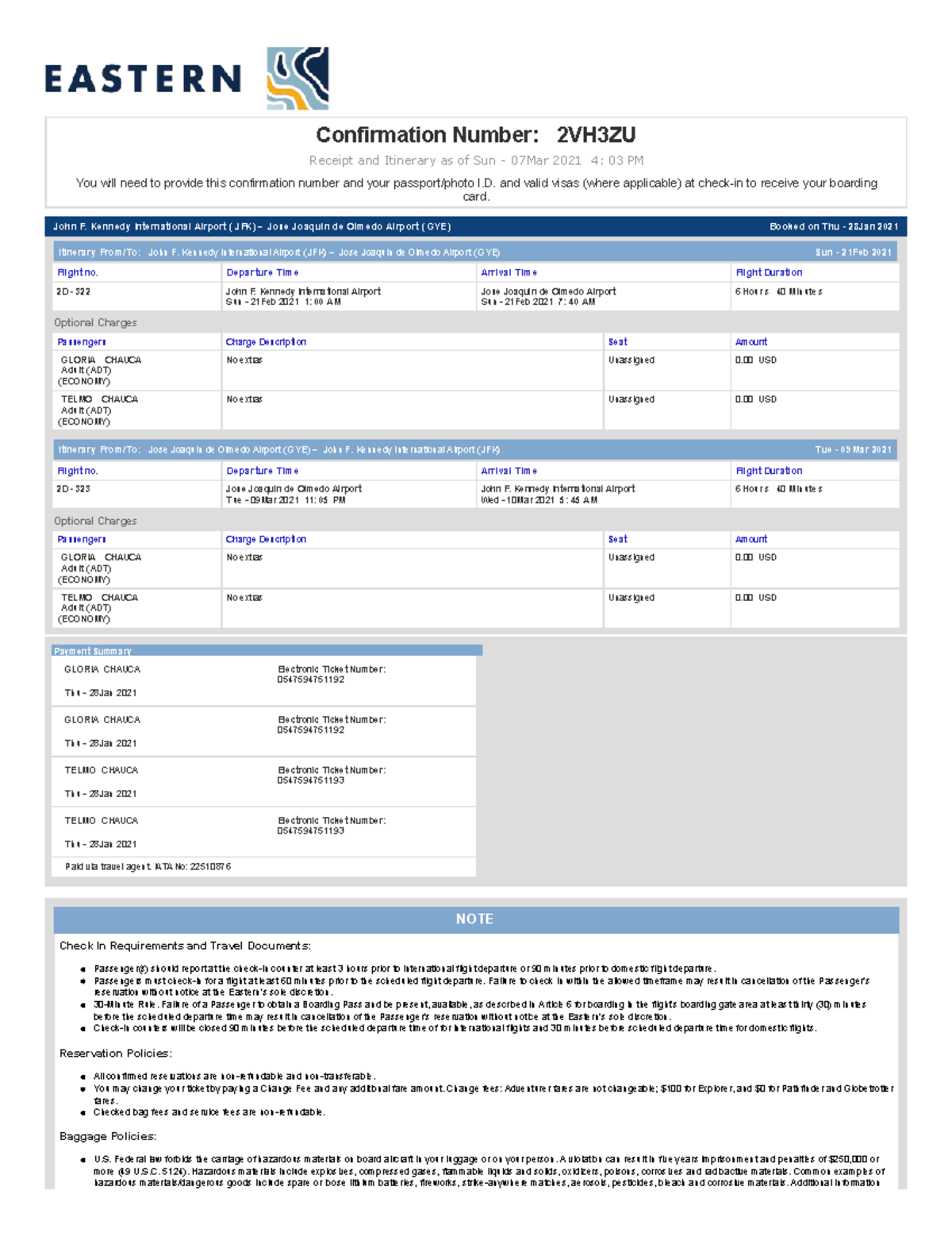 Booking Receipt 2VH3ZU - Confirmation Number: 2VH3ZU Receipt and ...