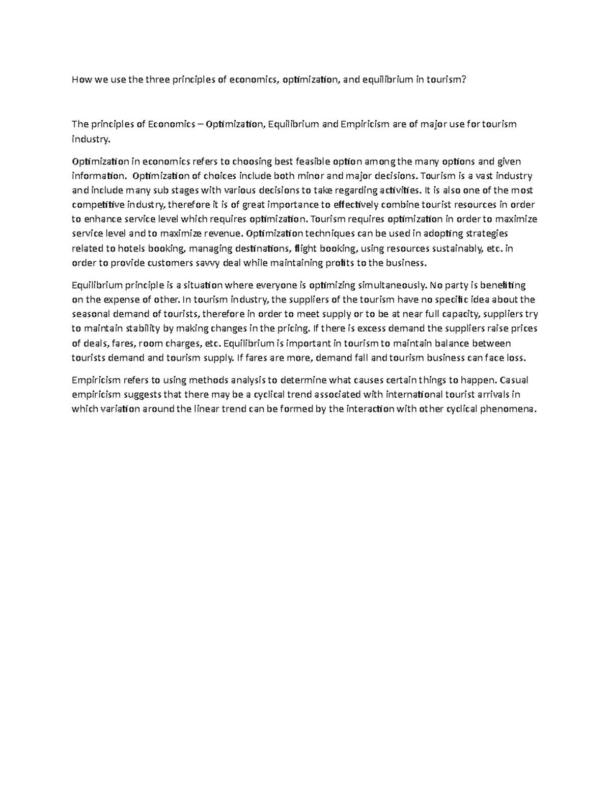 How we use the three principles of economics - Optimization in ...