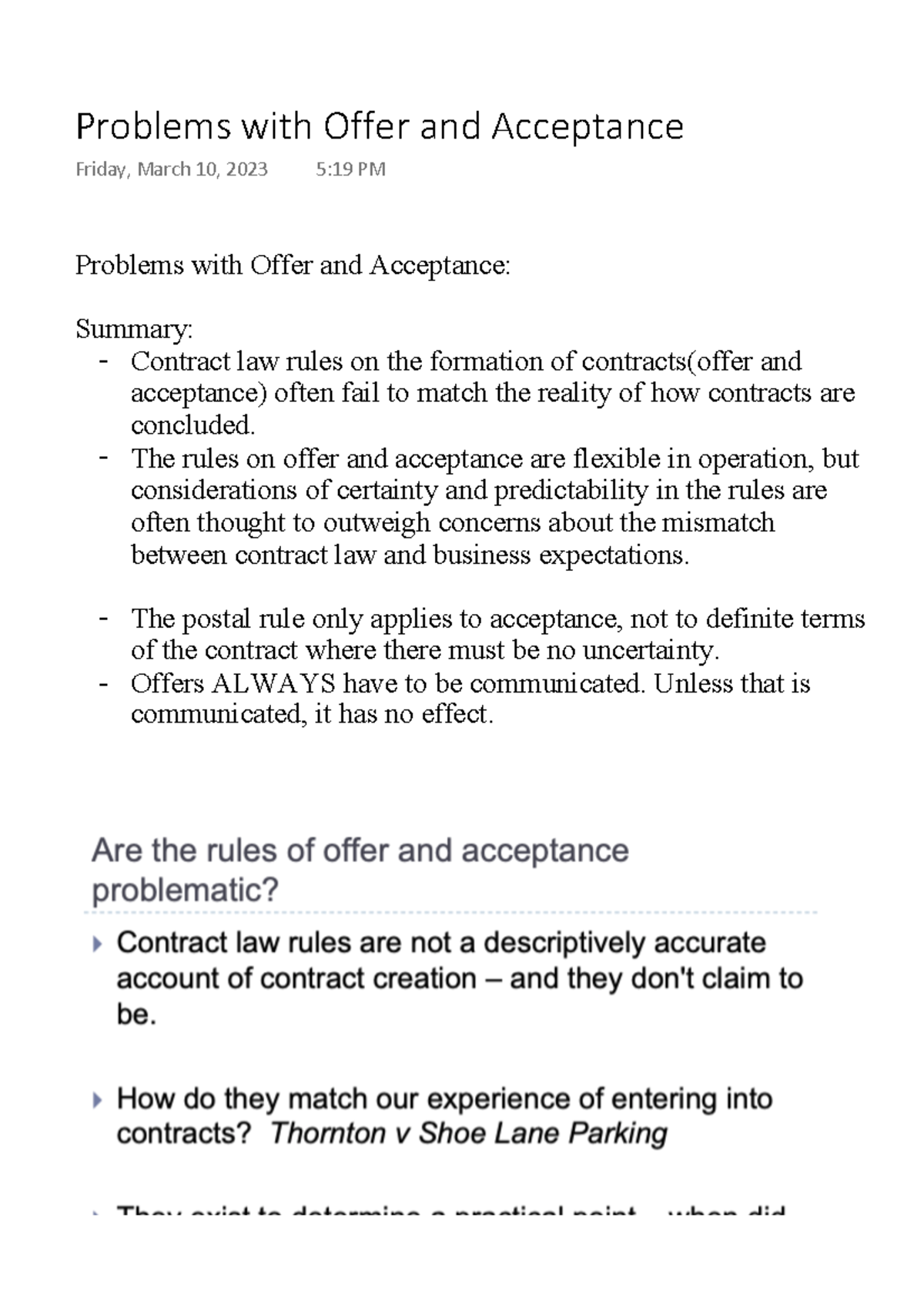 Problems with Offer and Acceptance - Problems with Offer and Acceptance ...