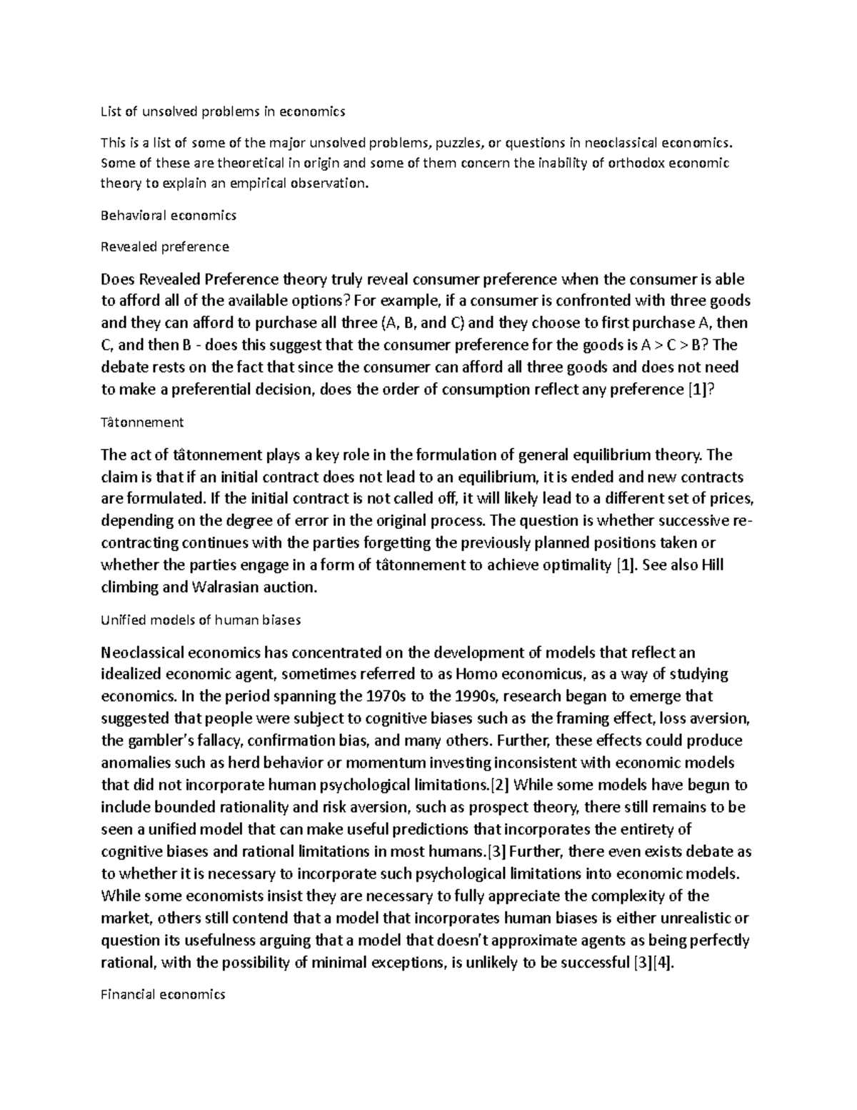 Unsolved-problems - macro - List of unsolved problems in economics This ...