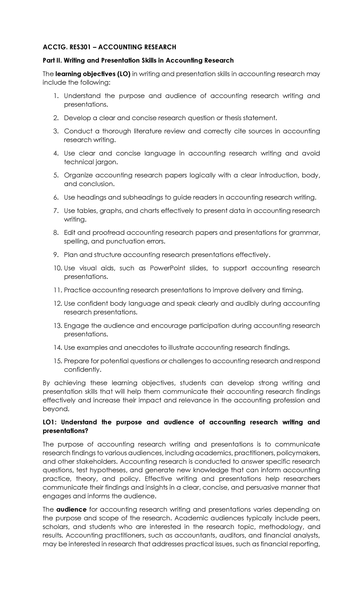 Acctg RES301 Module 2 - ACCTG. RES301 – ACCOUNTING RESEARCH Part II ...