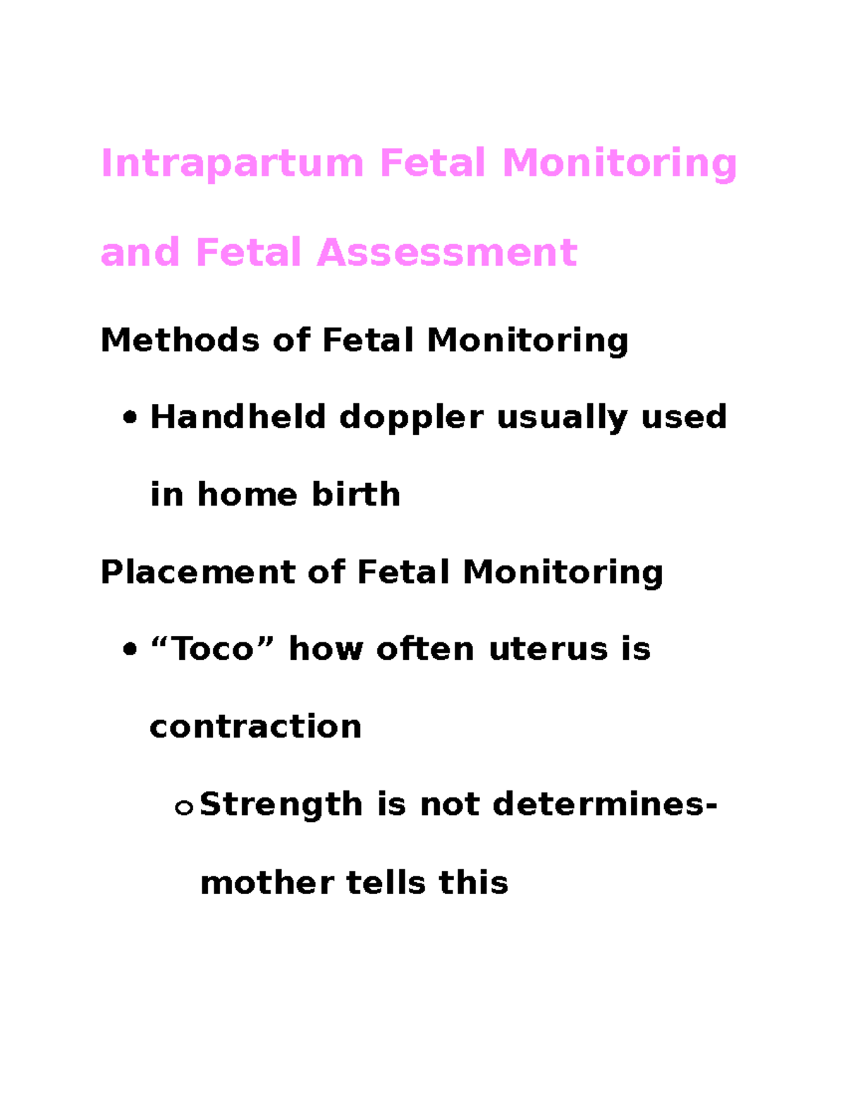 Maternity Class #5 - lecture notes form 5th OB lecture. helpful in ...