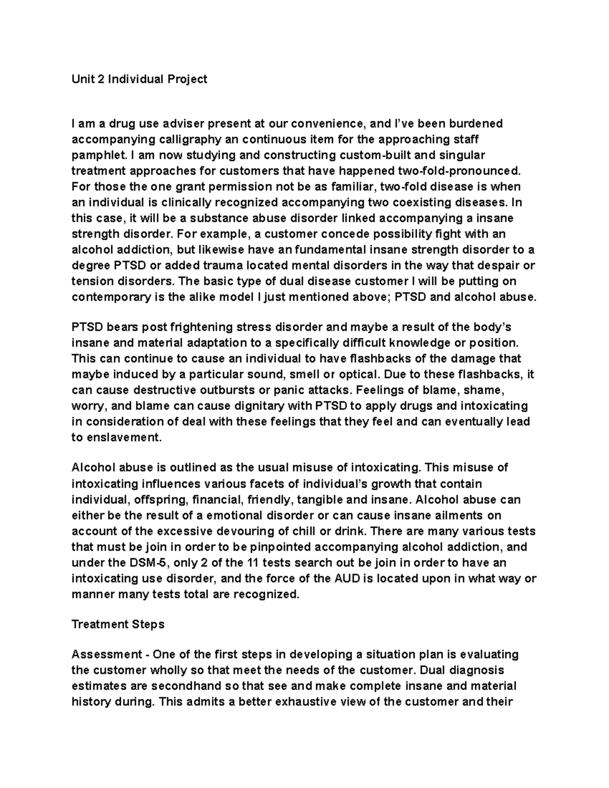 UNIT 2 Project CJHS-320 - Unit 2 Individual Project I am a drug use ...