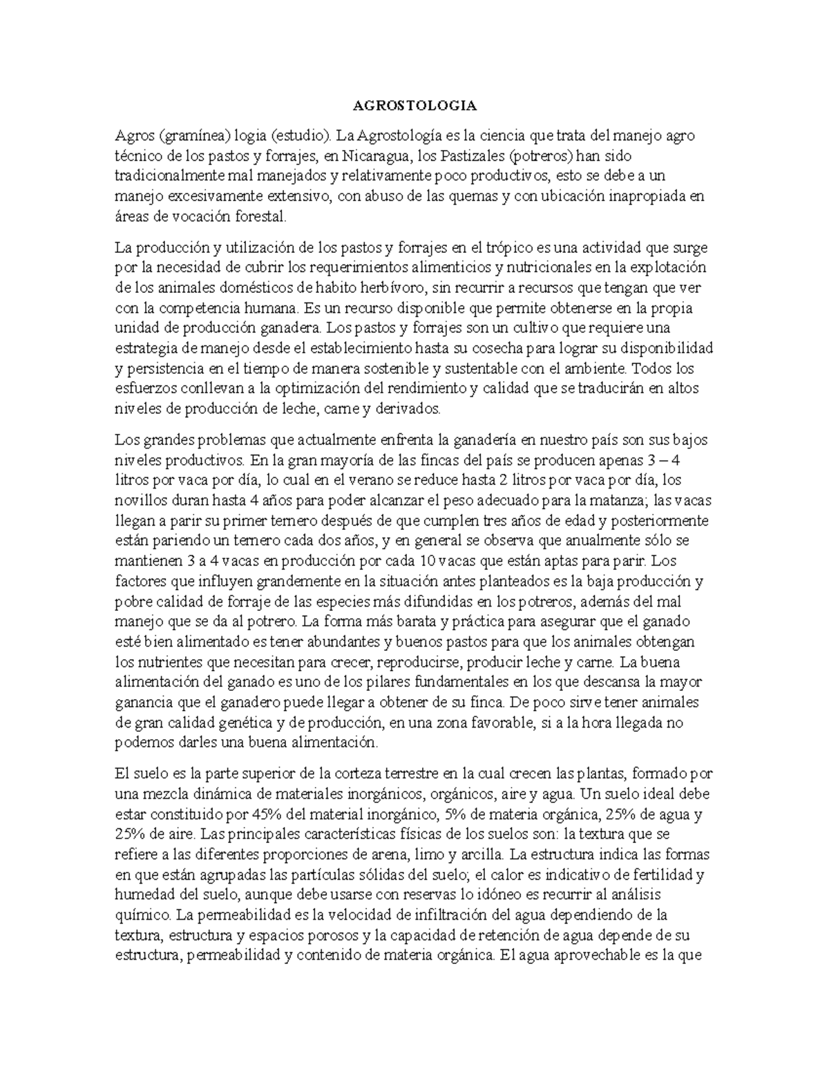 Agrostologia Ensayo - AGROSTOLOGIA Agros (gramínea) logia (estudio). La ...