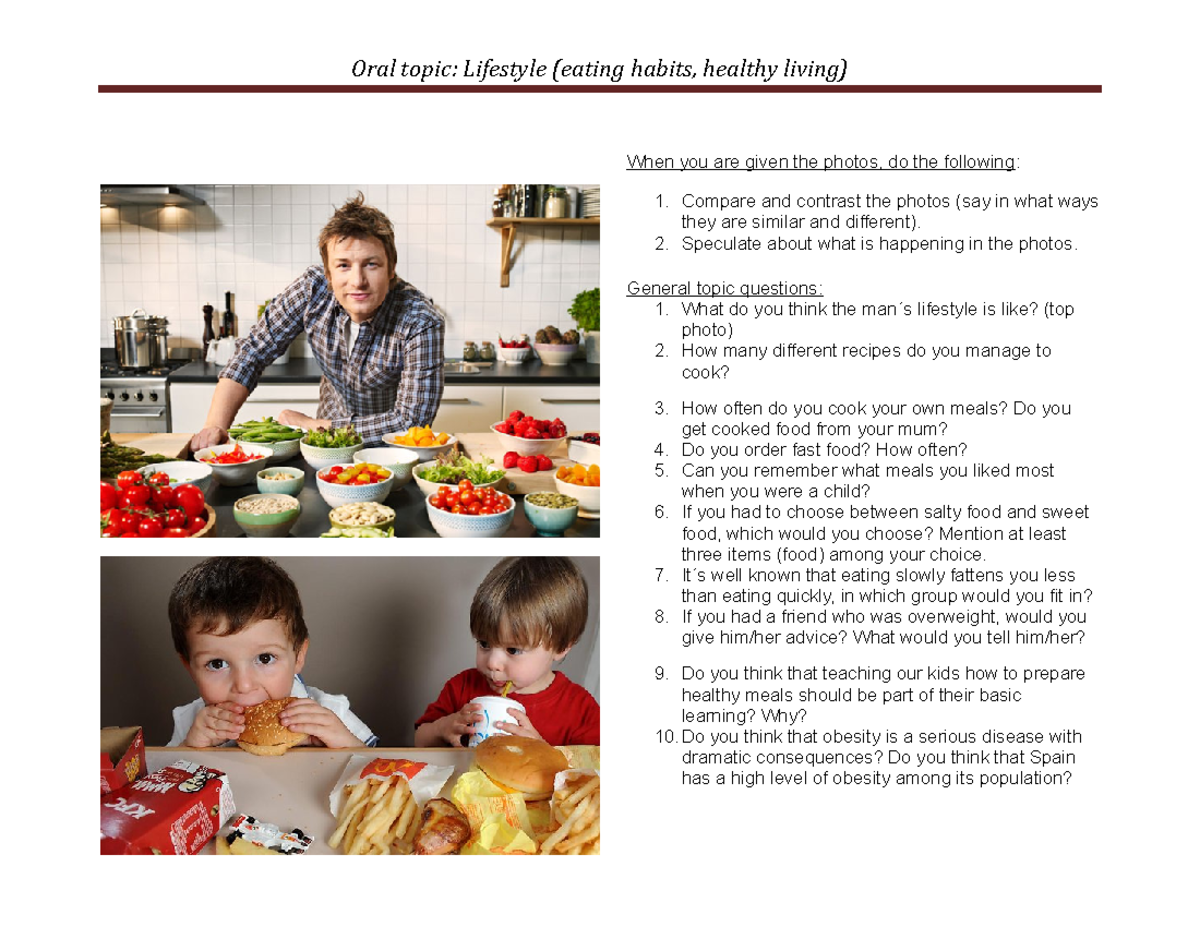 Photos and Discussion Questions Lifestyle - Oral topic: Lifestyle ...