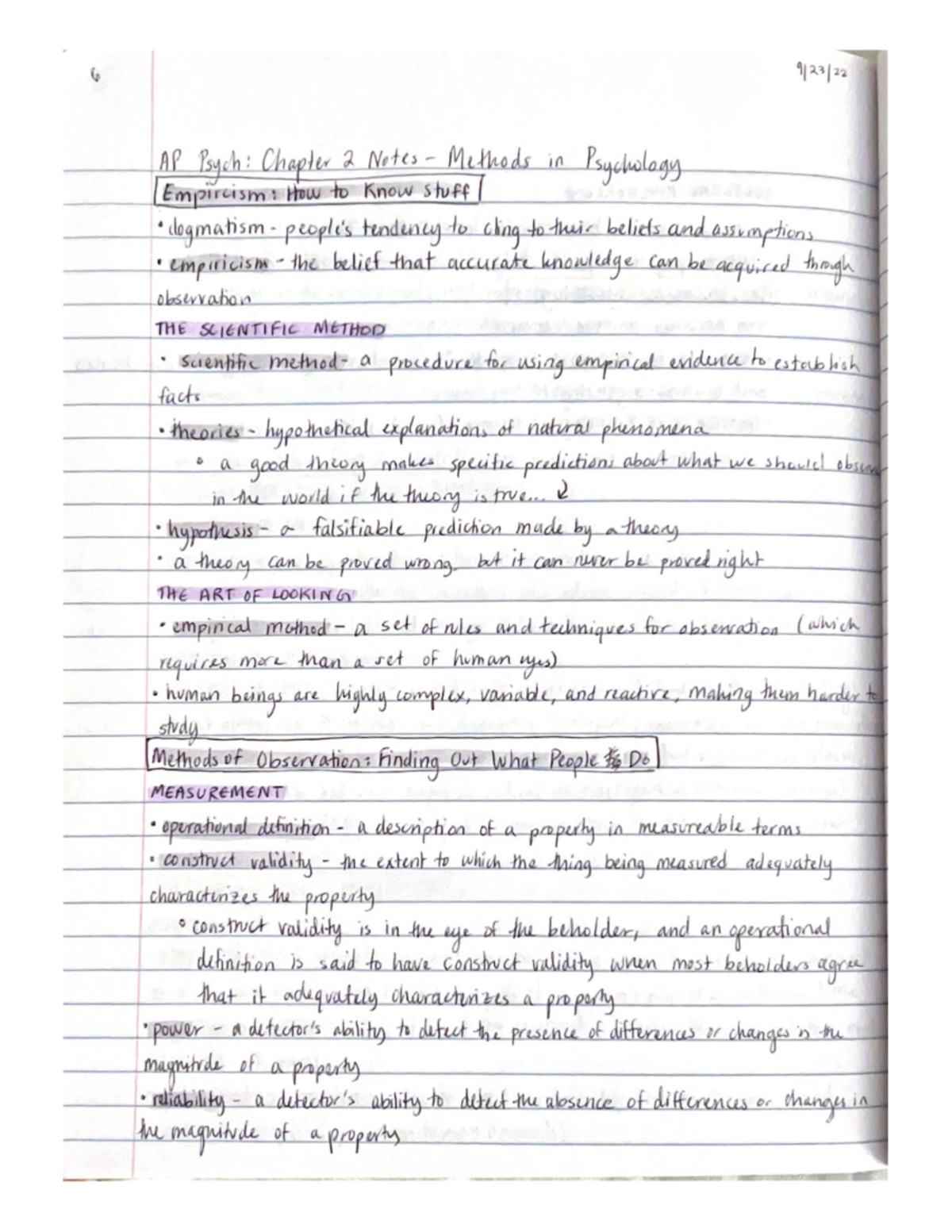 Chapter 2 Notes - Methods in Psychology - Studocu