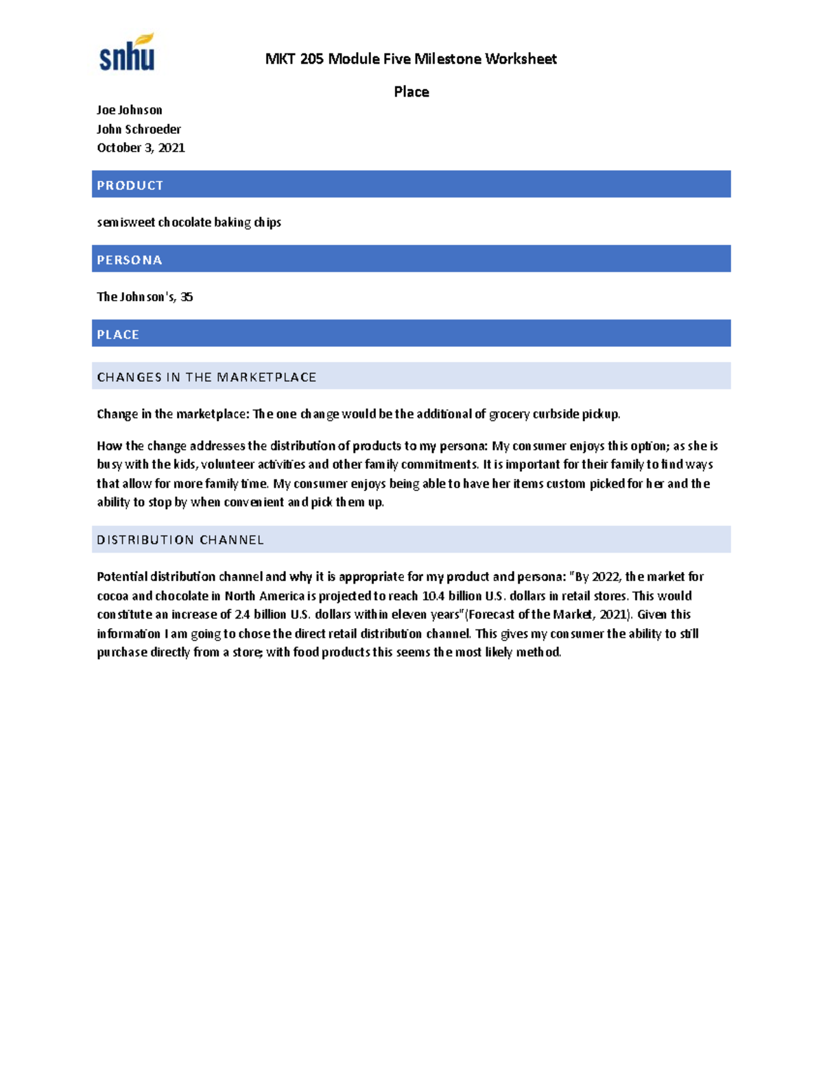 MKT205 Module Five Milestone - MKT-205 - SNHU - Studocu