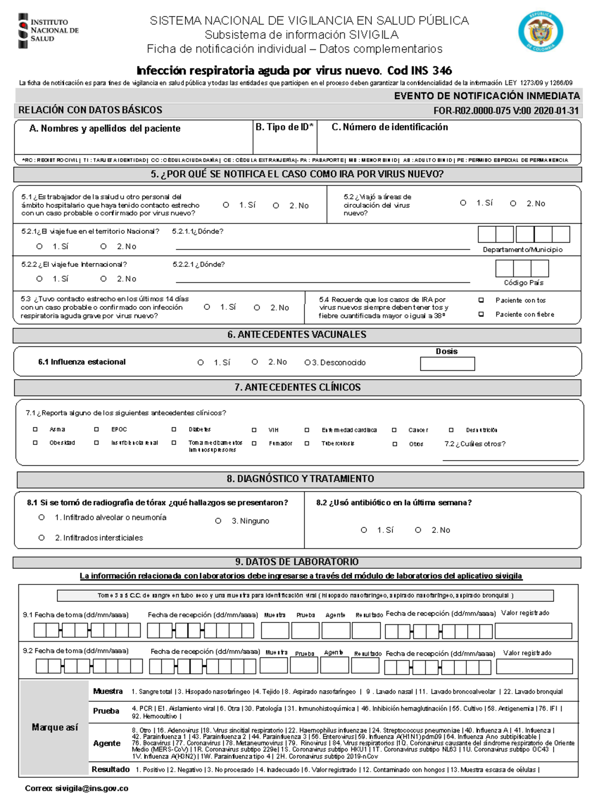 346 - FICHA NOTIFICACION - RELACIÓN CON DATOS BÁSICOS A. Nombres y apellidos del paciente B ...
