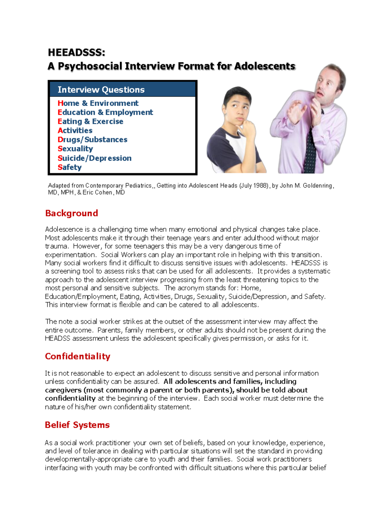 Heeadsss Assessment Guide USU - HEEADSSS: A Psychosocial Interview ...