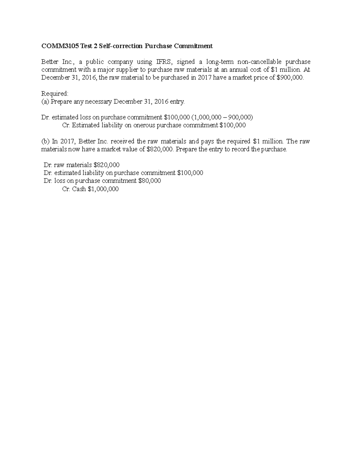 Purchase Committment - COMM3105 Test 2 Self-correction Purchase ...