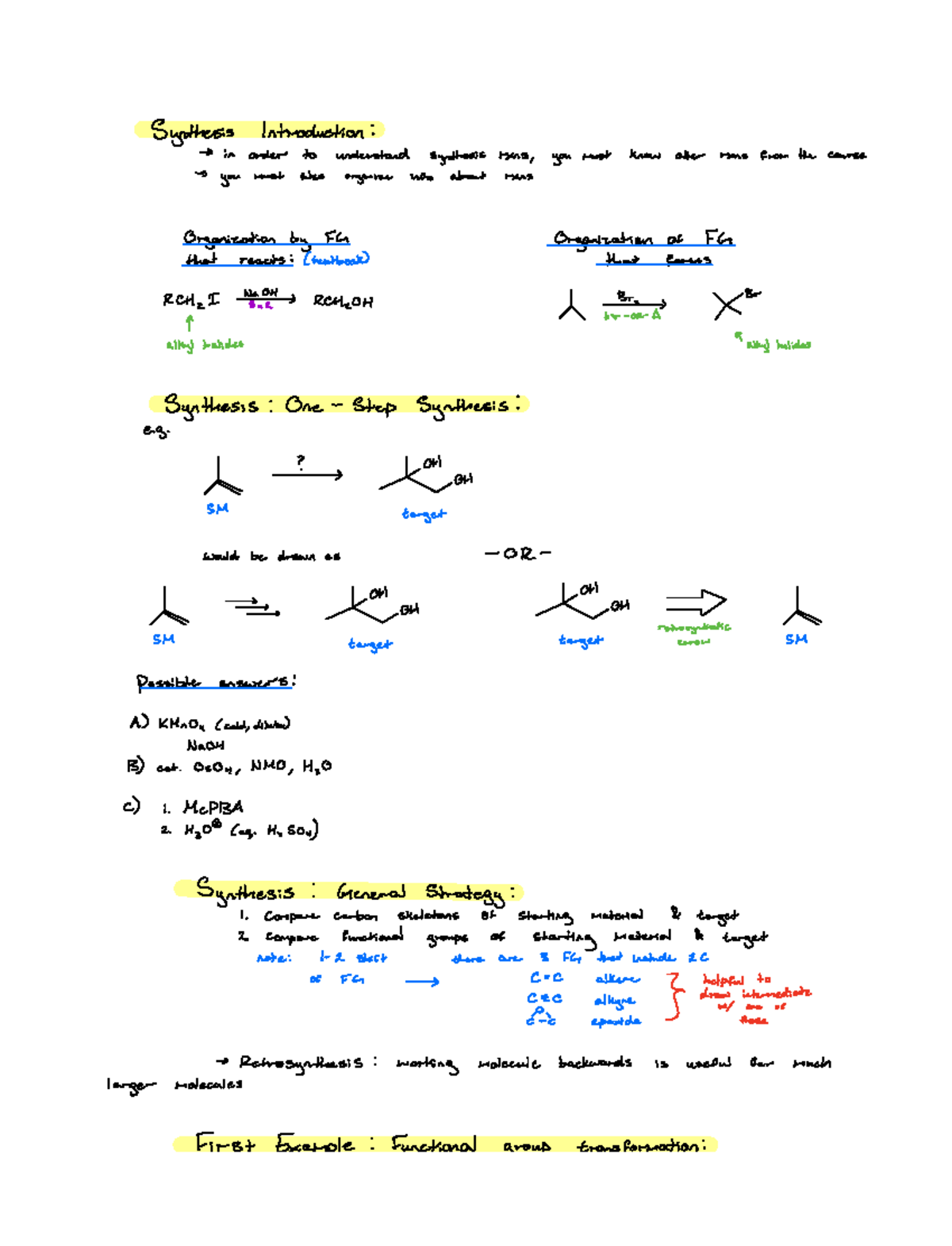 11.0 Synthesis - class examples, definitions, figures, overview of ...