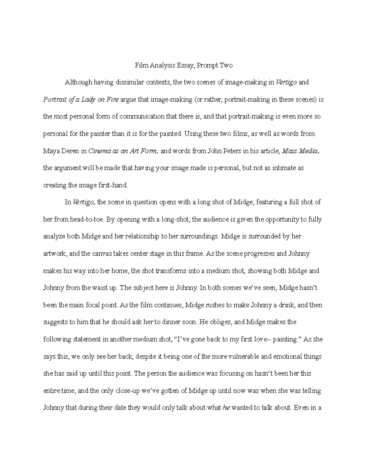Film analysis paper - Film Analysis Essay, Prompt Two Although having ...