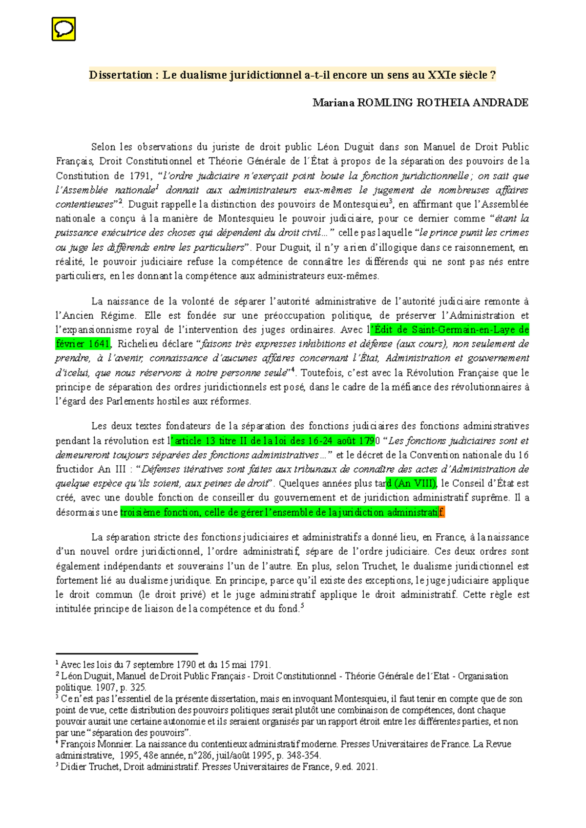 Dissertation Le dualisme juridictionnel a-t-il encore un sens au XXIe ...