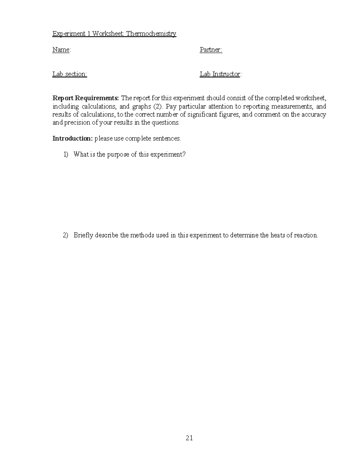 2200Lab Manual%28Current New%29 01 Thermo Wksht Aug22 - Experiment 1 ...