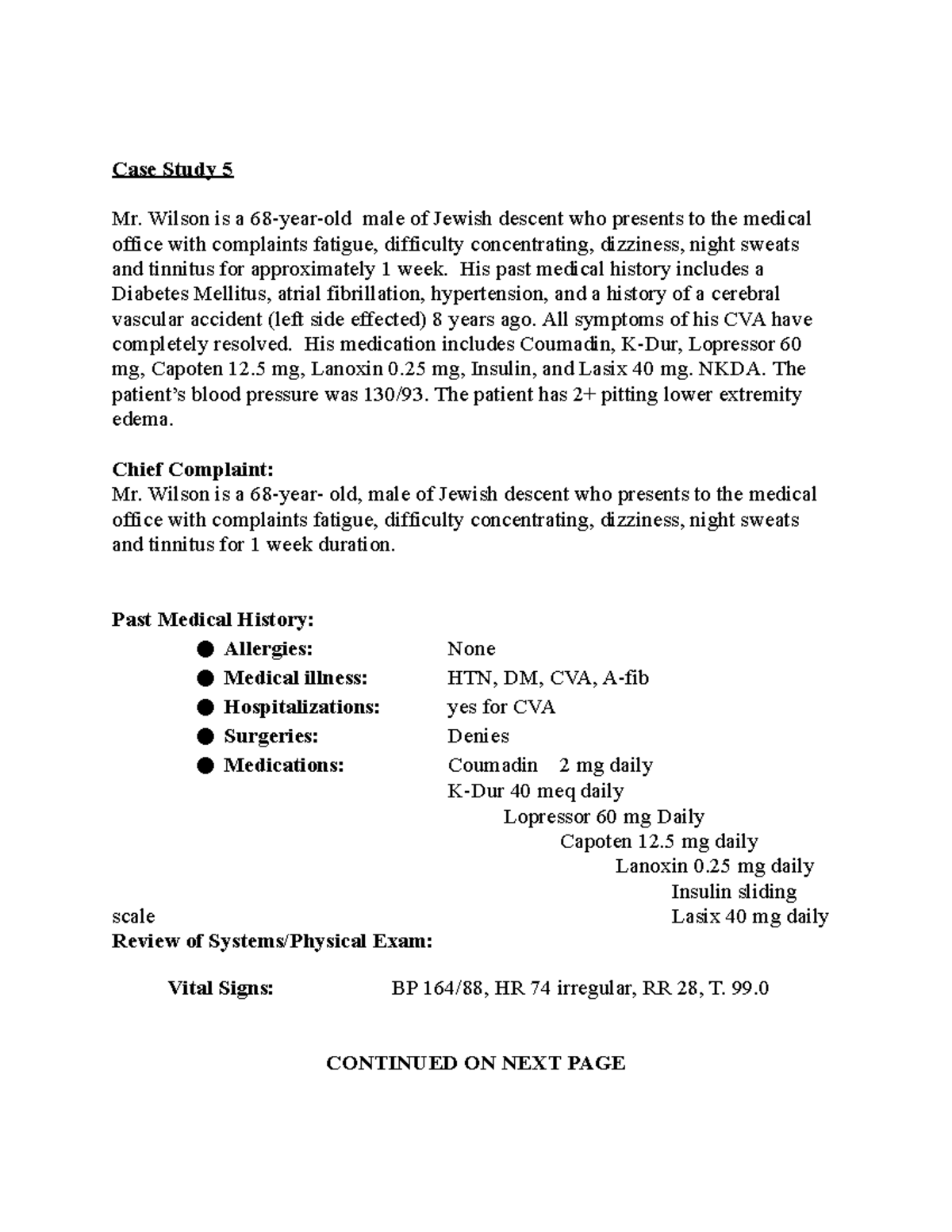 Hematology Case Study 5 Case Study 5 Mr Wilson Is A 68 year old Male hematology-case-study-5-case-study-5-mr-wilson-is-a-68-year-old-male