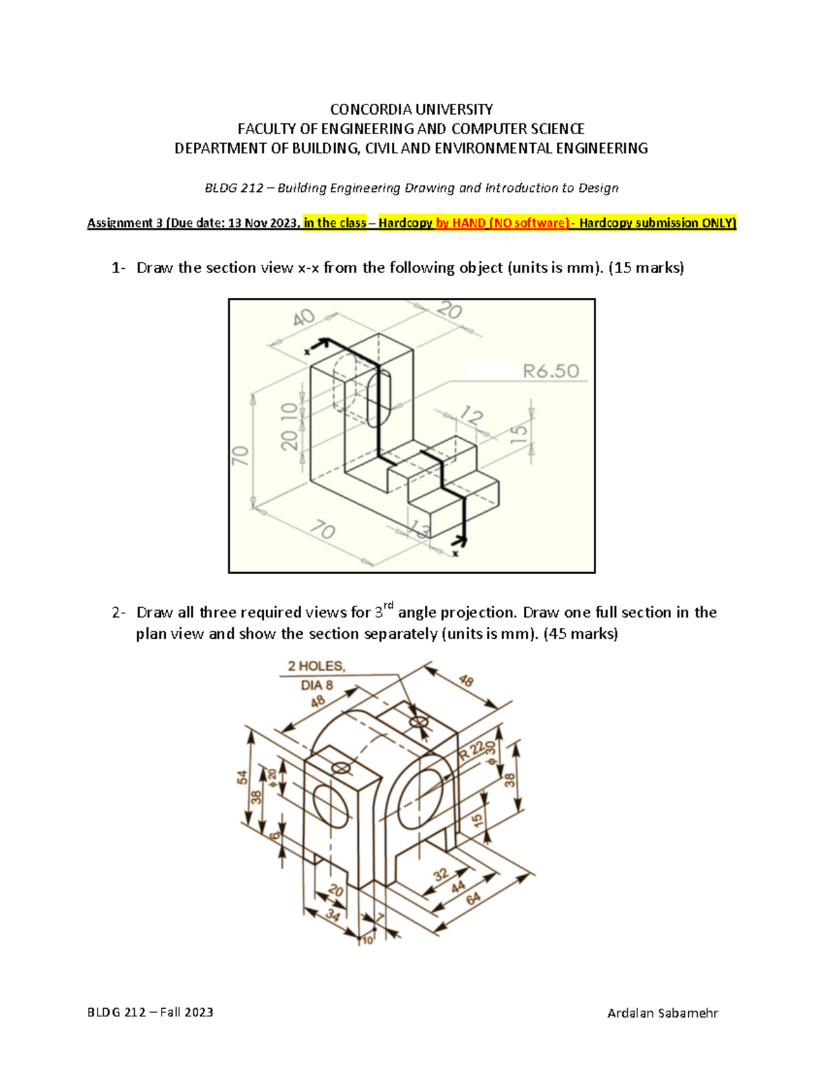 Assignment 3 - BLDG 212 – Fall 202 3 Ardalan Sabamehr CONCORDIA UNIVERSITY FACULTY OF ...