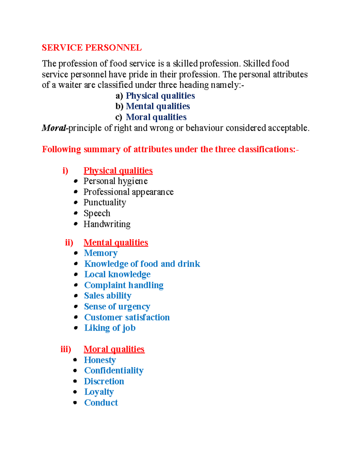 Service Personnel - none - SERVICE PERSONNEL The profession of food ...