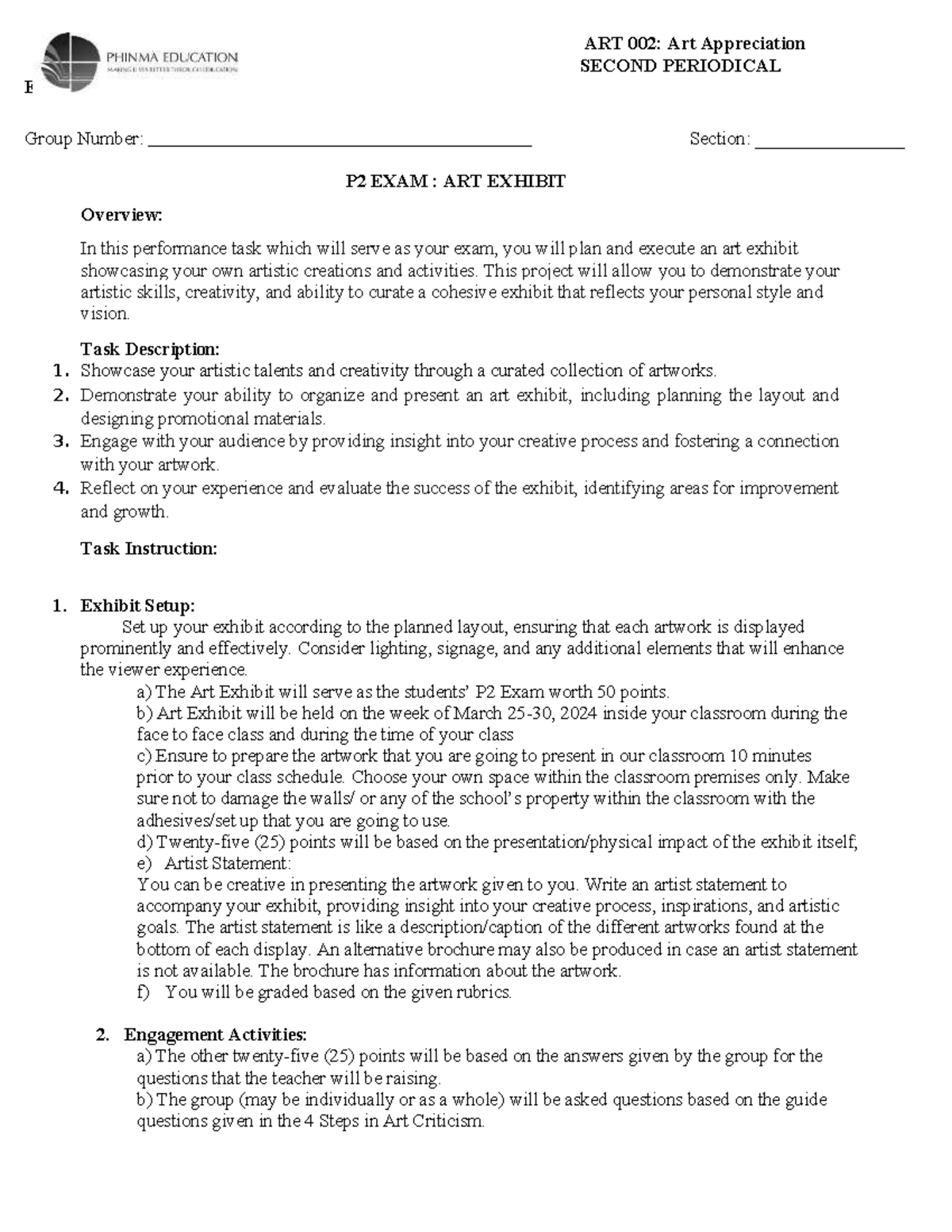 P2-EXAM-ART002 - Reviewer - ART 002: Art Appreciation SECOND PERIODICAL ...