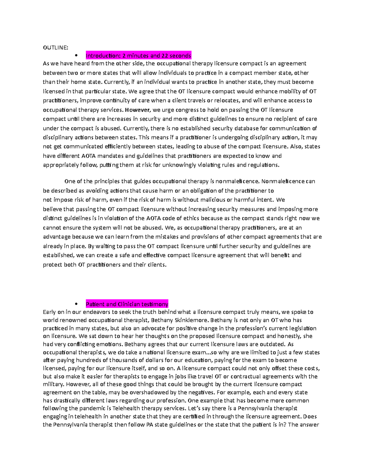 Congressional hearing debate - OUTLINE: Introduction: 2 minutes and 22 ...