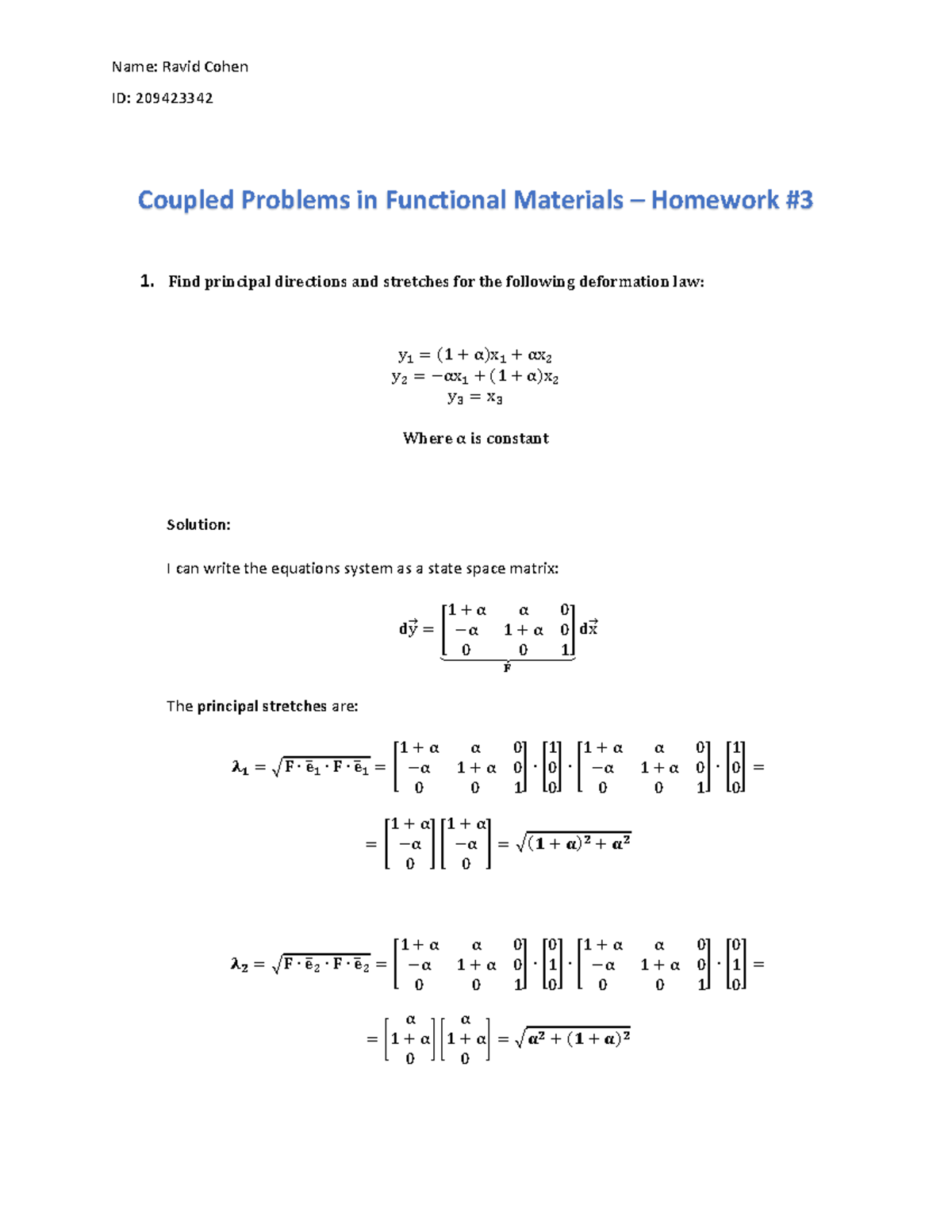Hw3 - Solution Grade 100 - Name: Ravid Cohen ID: 209423342 Coupled ...