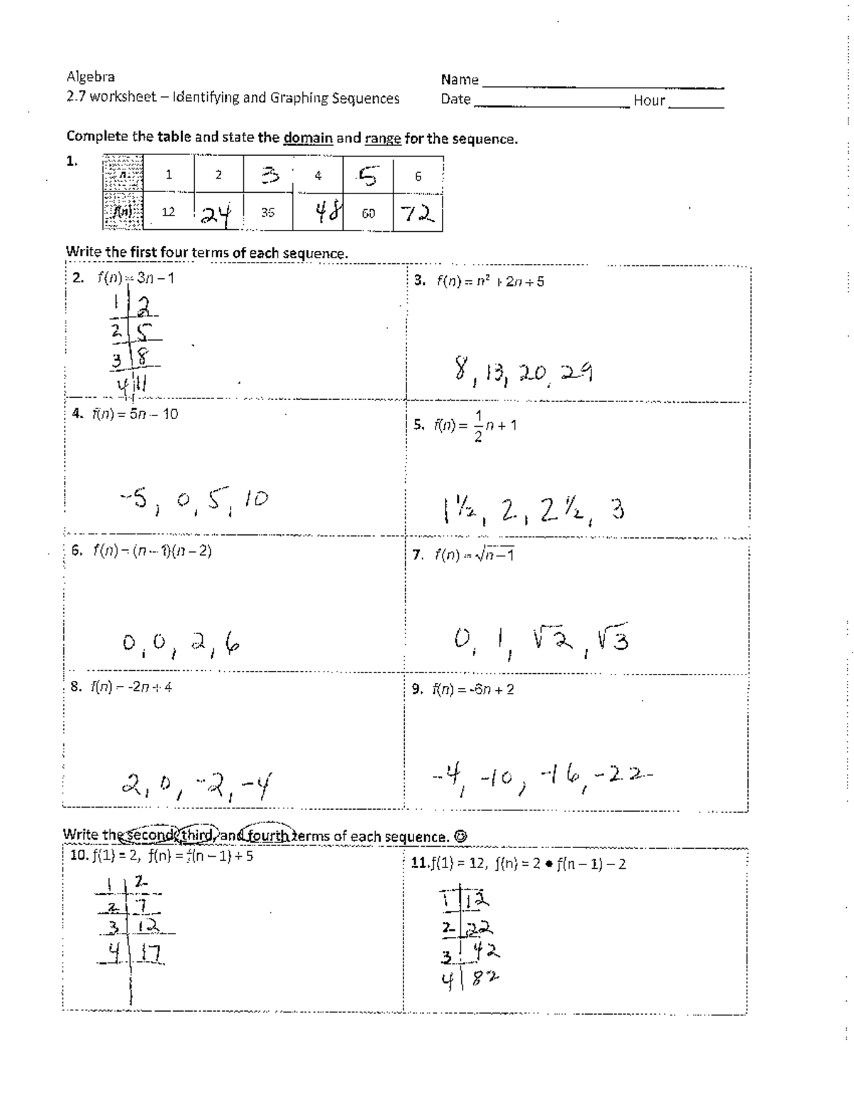2.7 wksheet-yr - Algebra 2 worksheet - Algebra Name 2 worksheet ...