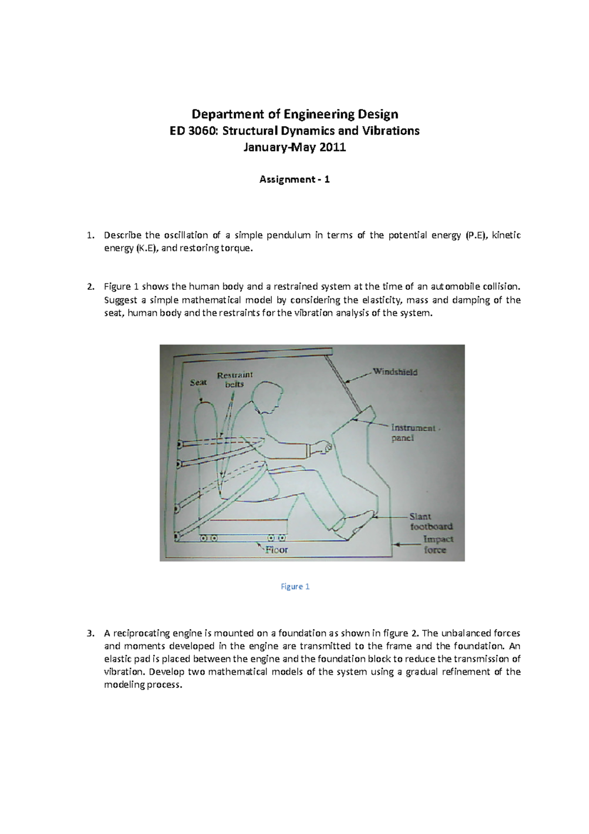 Assignment 1 - Structural Dynamics Assign - Department of Engineering ...