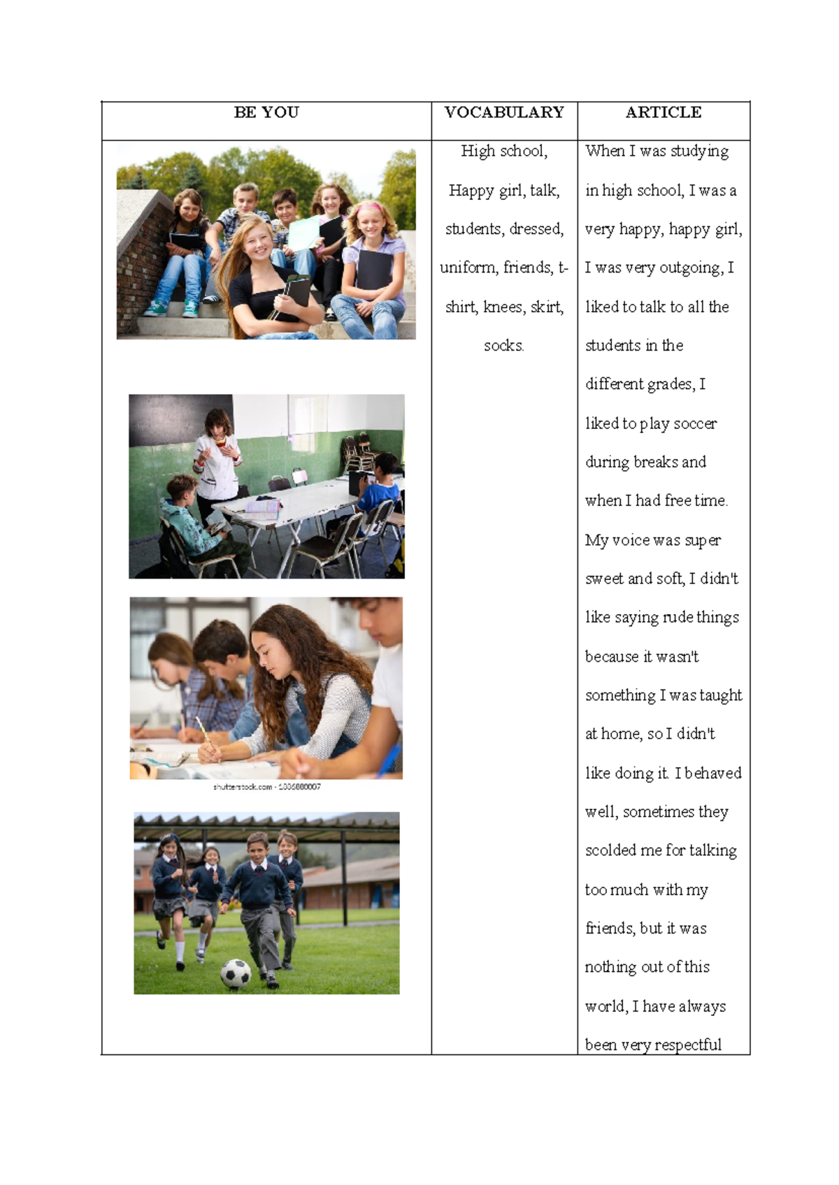 Designing About ME Magazine Rosa - BE YOU VOCABULARY ARTICLE High ...