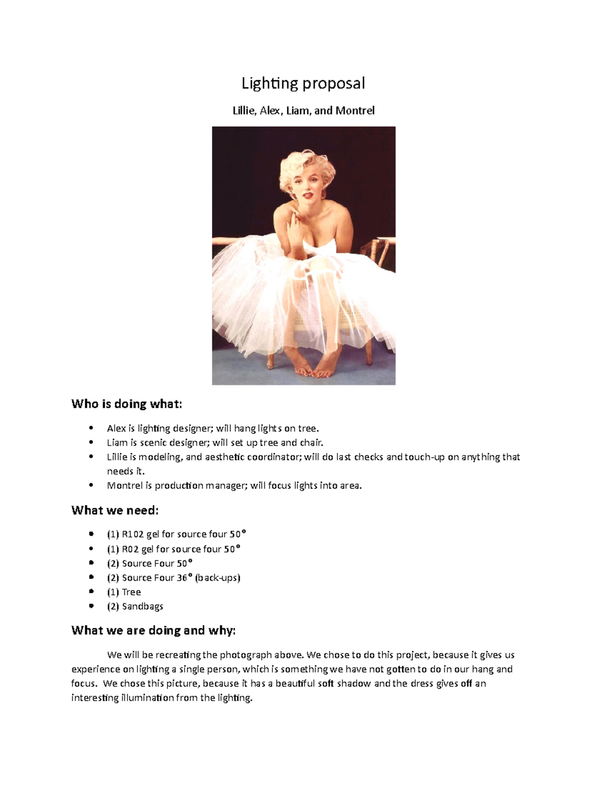 Lighting proposal - Lighting proposal Lillie, Alex, Liam, and Montrel ...