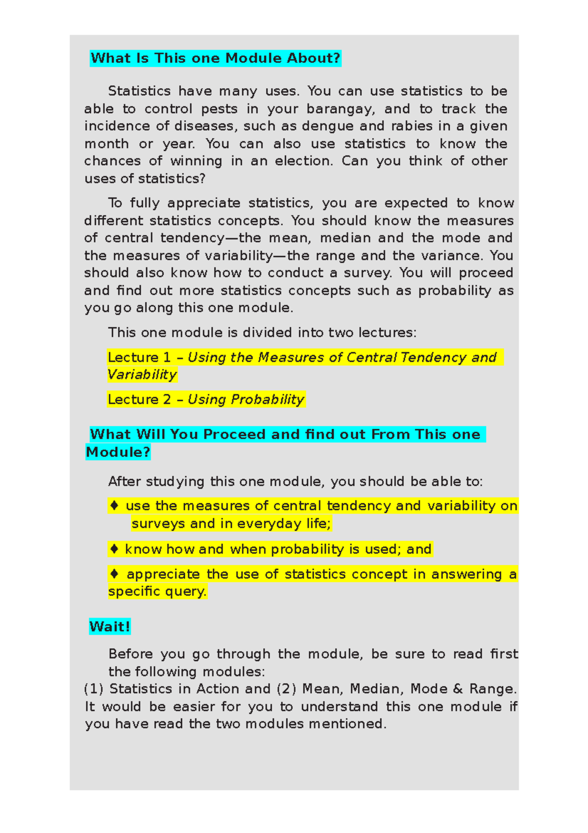 Appreciating Statistics Module - What Is This one Module About ...